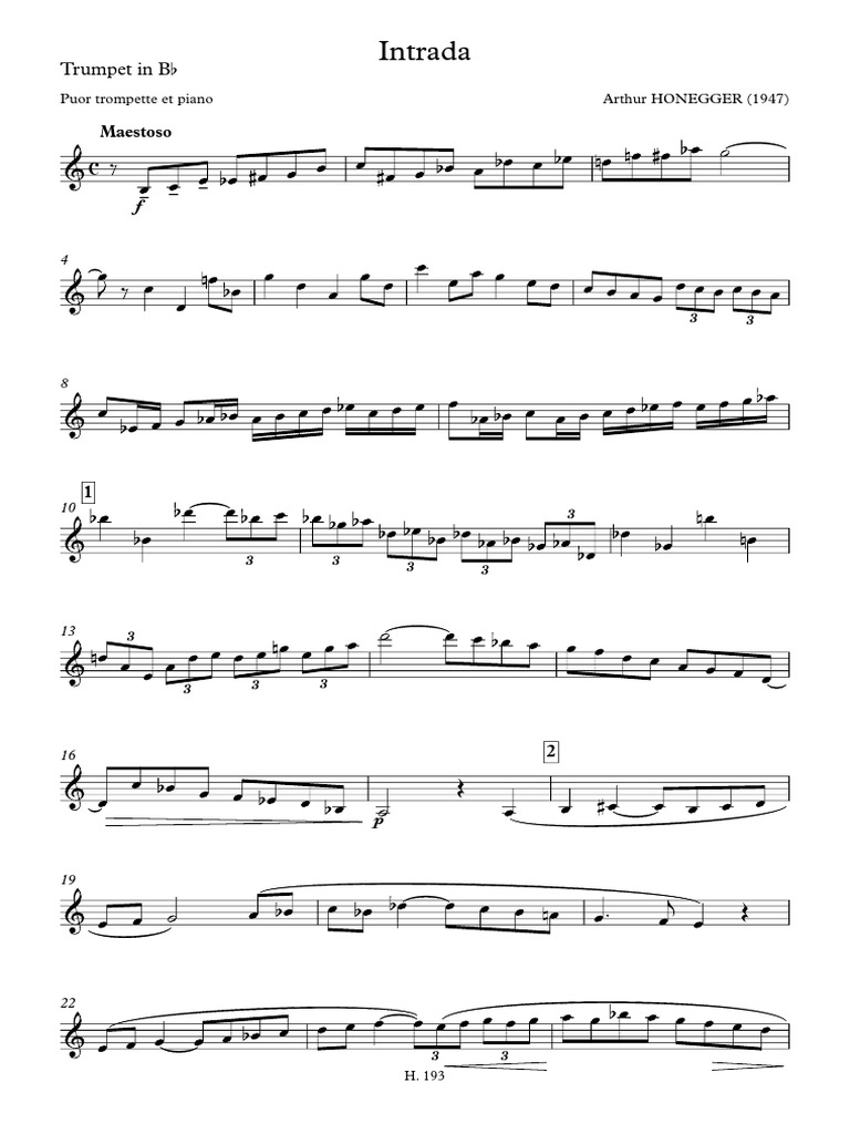 Intrada - Trumpet in BB | PDF | Musical Compositions | Musical Notation