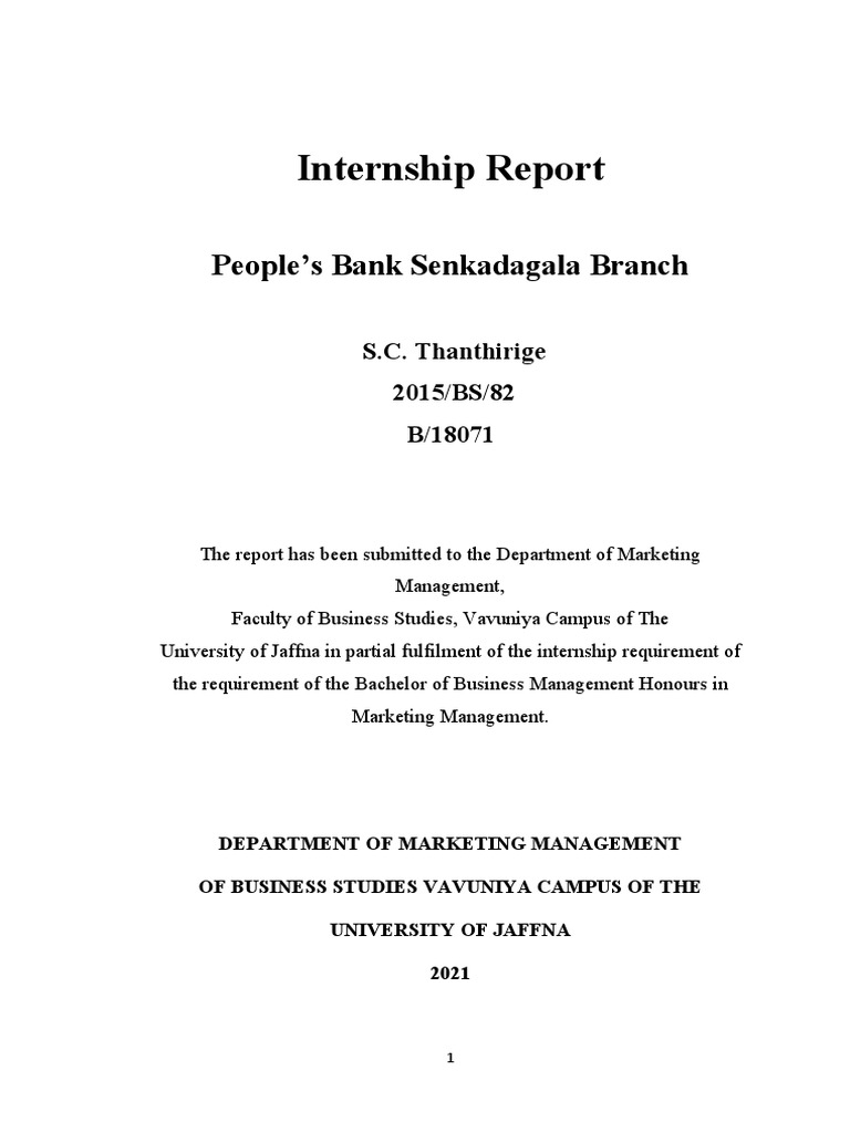Internship Report Bank | PDF | Economies | Business