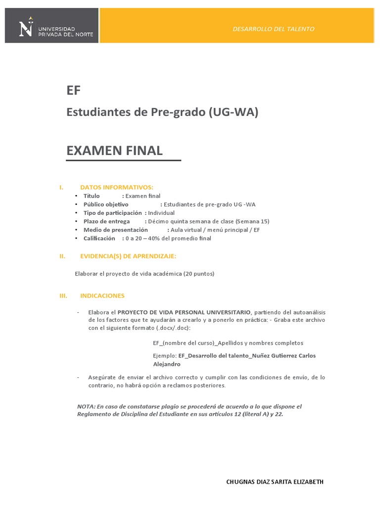 Ef - Desarrollo Del Talento - Chugnas Díaz Sarita Elizabeth | PDF ...