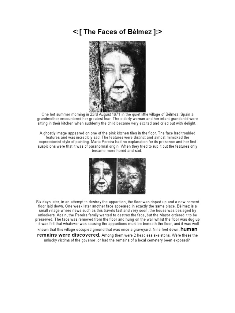 Bélmez Faces: Paranormal Origins Explained | PDF | Art