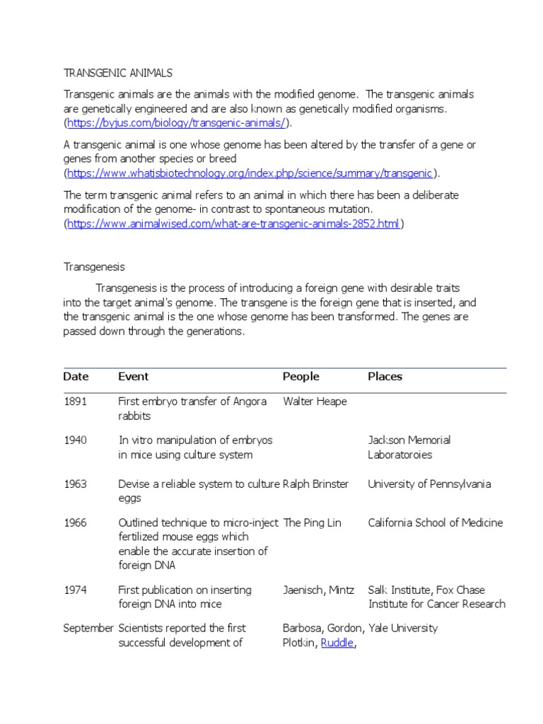 TRANSGENIC ANIMALS | PDF | Genetically Modified Organism | Bioethics