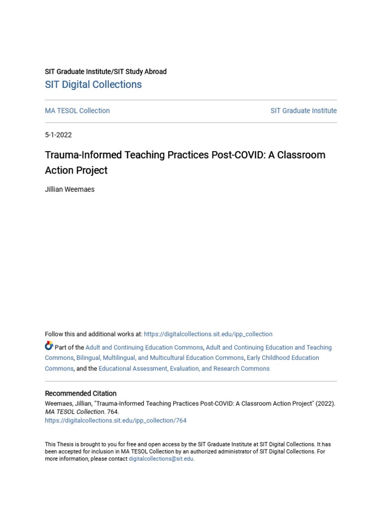 Trauma-Informed Teaching Practices Post-COVID - A Classroom Action ...
