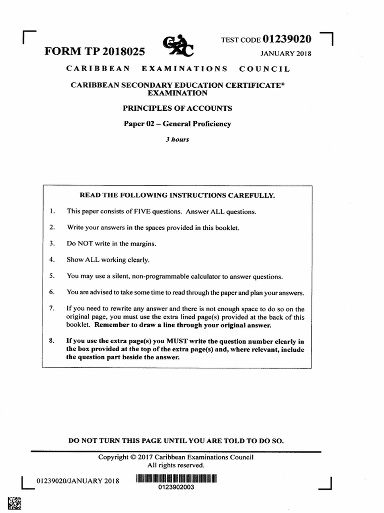 CSEC POA January 2018 P2 | PDF | Financial Services