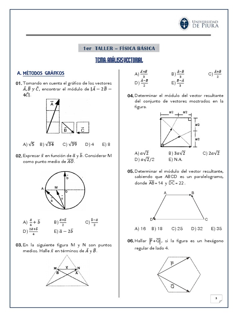 1er Taller - Análisis Vectorial | PDF | Vector Euclidiano | Álgebra abstracta