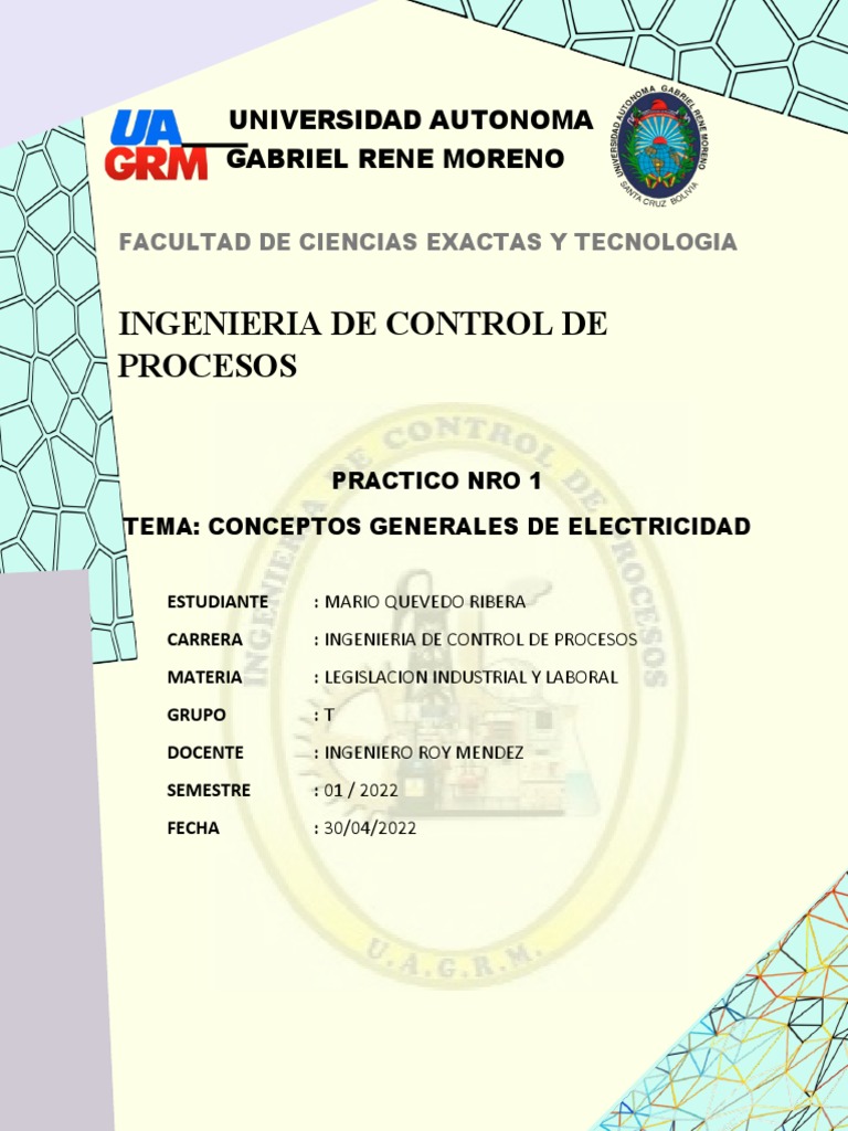 Mario Quevedo Ribera Práctico Nro 1 ICP 413 | PDF | Corriente eléctrica ...