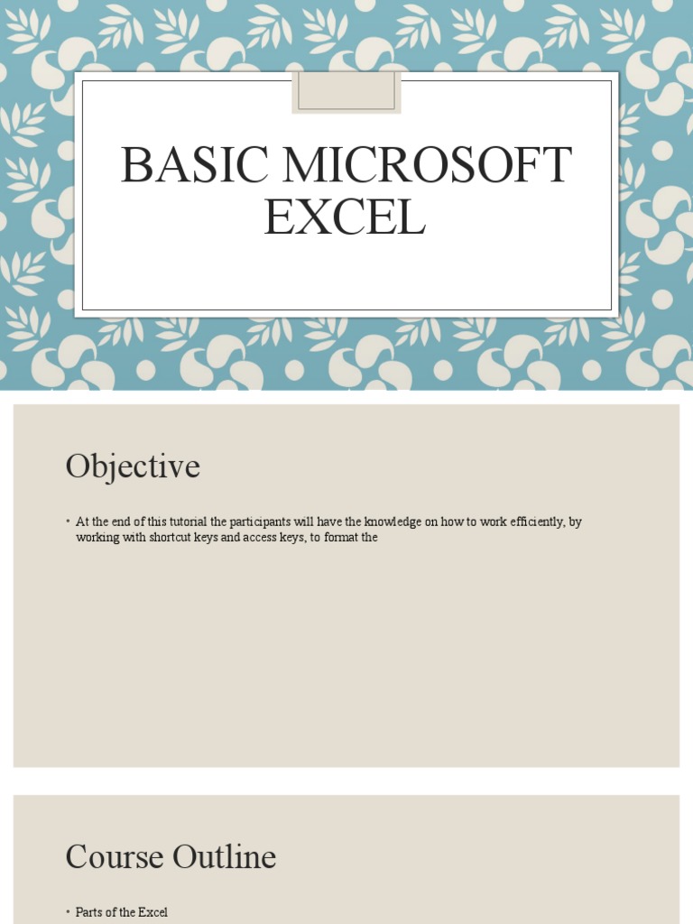 Microsoft Excel Tutorial Introduction | PDF | Microsoft Excel | Keyboard Shortcut