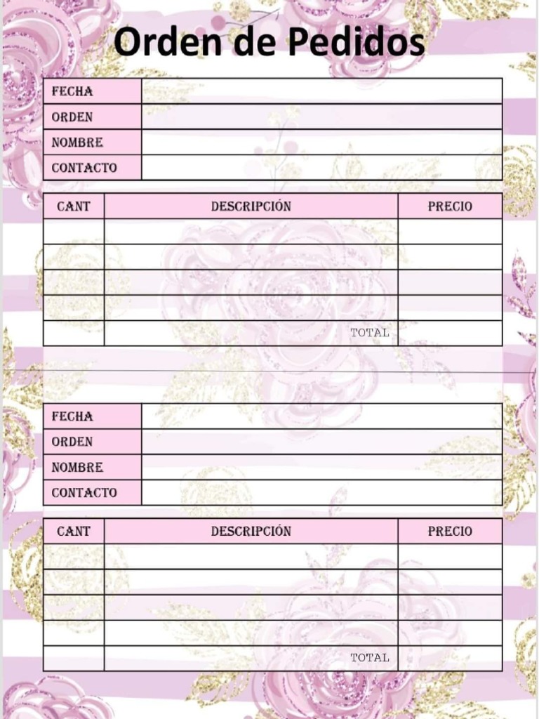 Hoja de Pedidos - Hoja de Pedidos | PDF