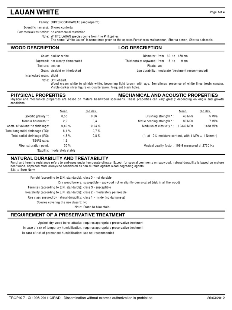 Lauan White | PDF | Wood | Plywood