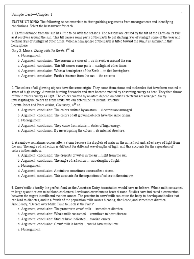Sample Test-Chapter 01 | PDF | Inductive Reasoning | Deductive Reasoning