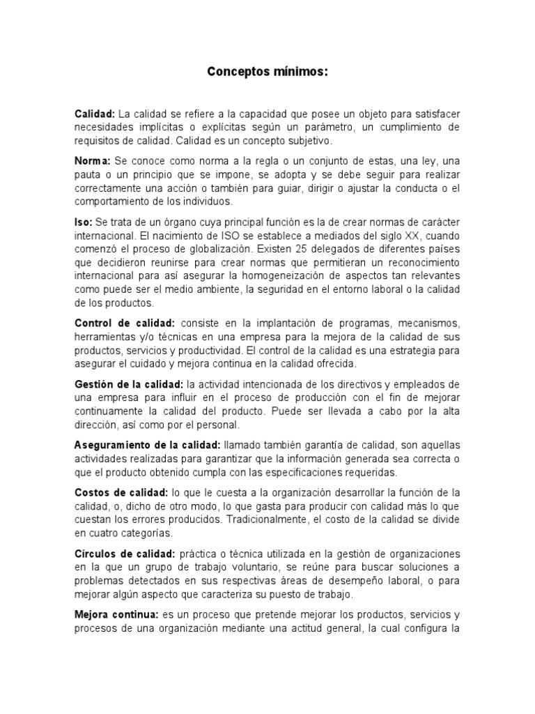 Conceptos Mínimos | PDF | Calidad (comercial) | Comportamiento