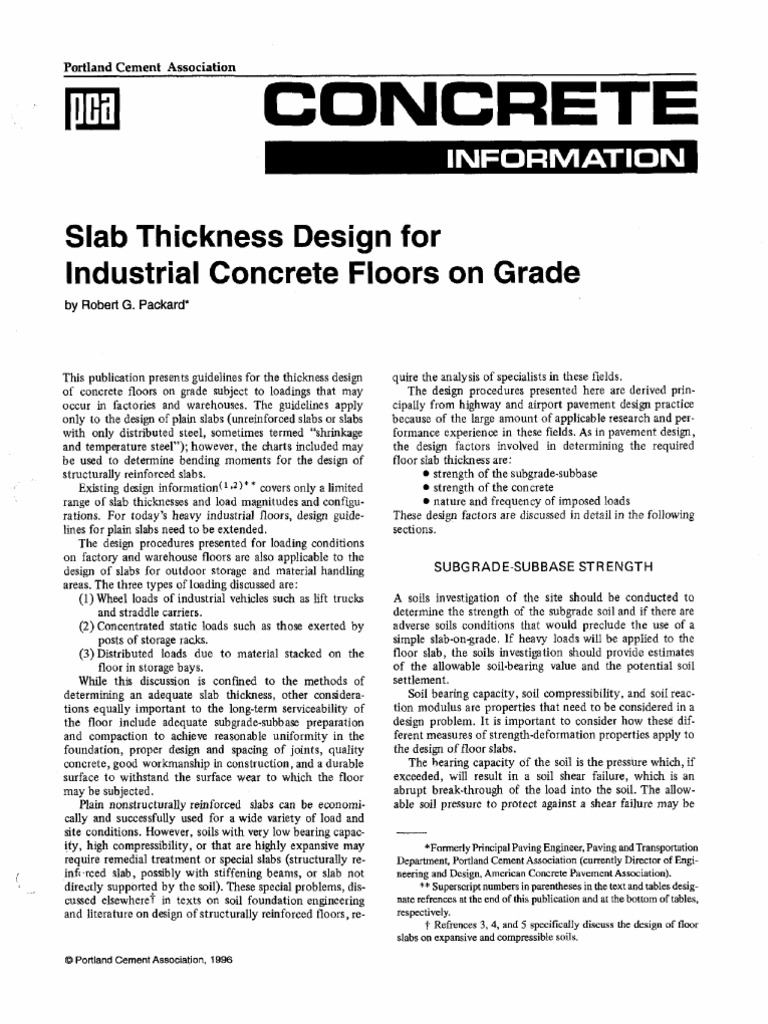 Slab Thickness Design For Industrial Concrete Floors On Grade | PDF