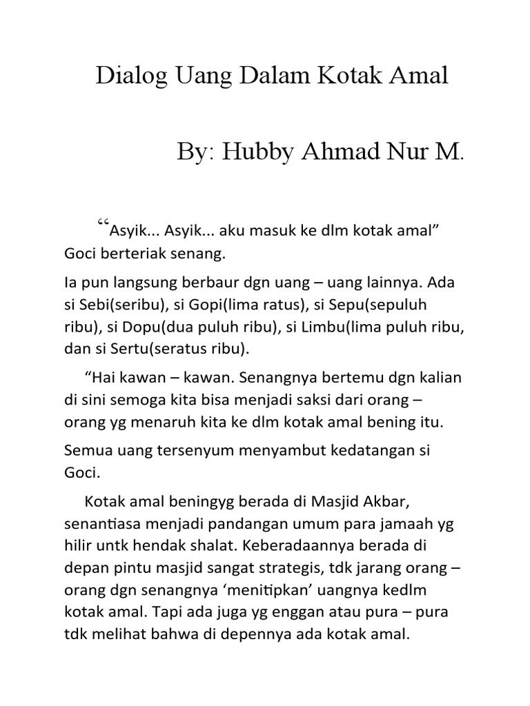 Dialog Uang Dalam Kotak Amal (HUbby Ahmad Nur M.) | PDF