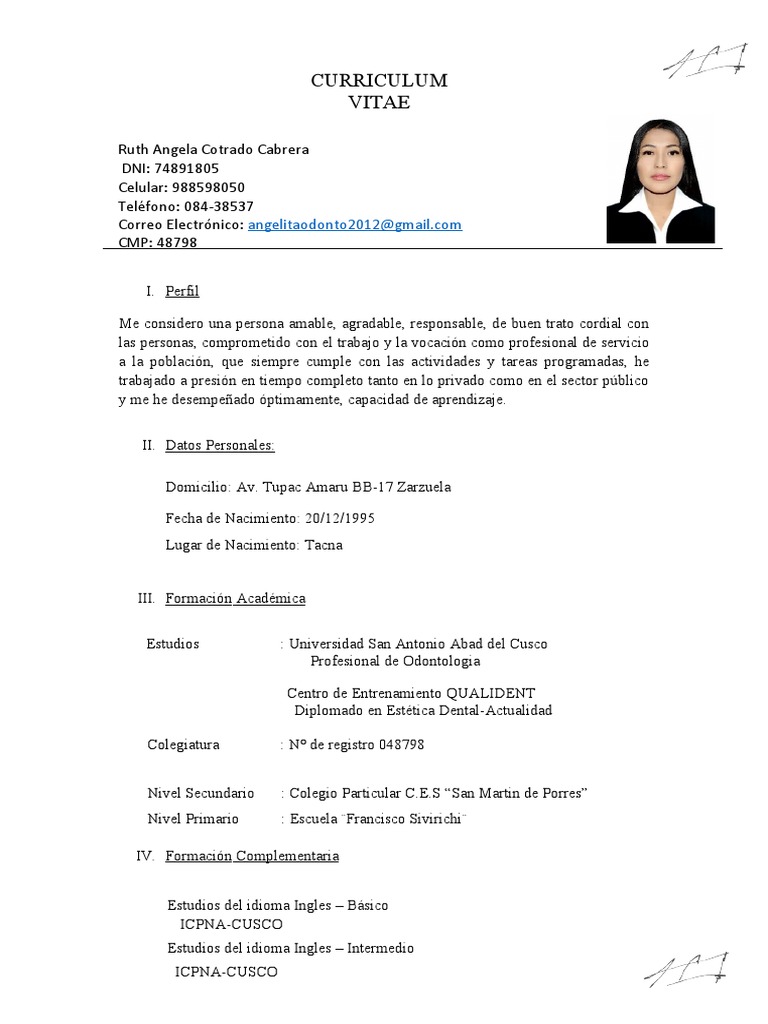 Curriculum Vitae Angela | PDF