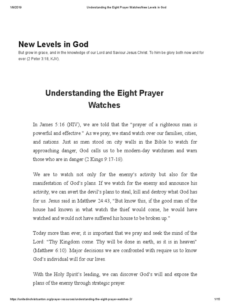 Understanding The Eight Prayer WatchesNew Leve | PDF | Jesus | Prayer