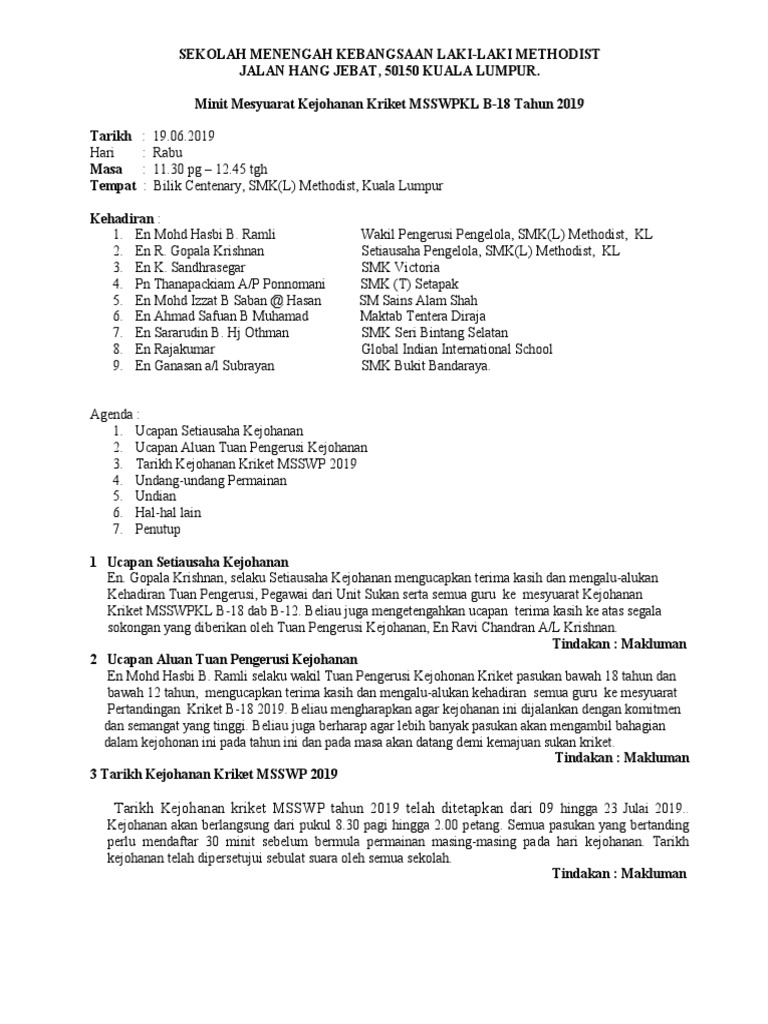 Cara Buat Minit Mesyuarat | PDF