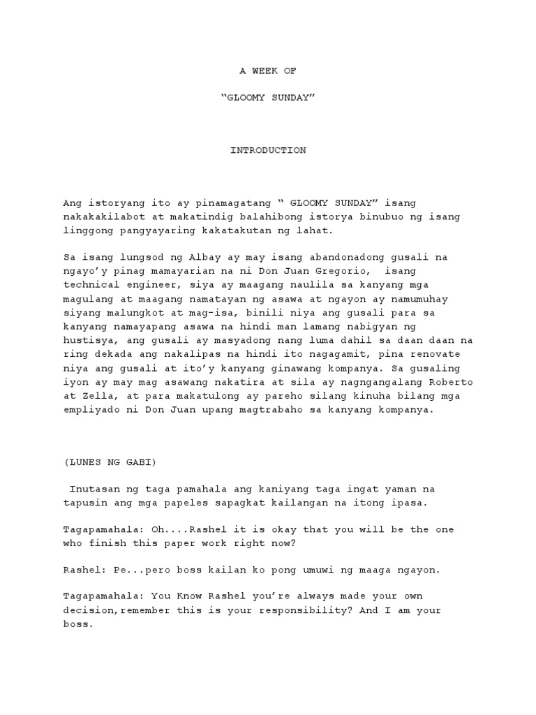 Gloomy Sunday Script | PDF