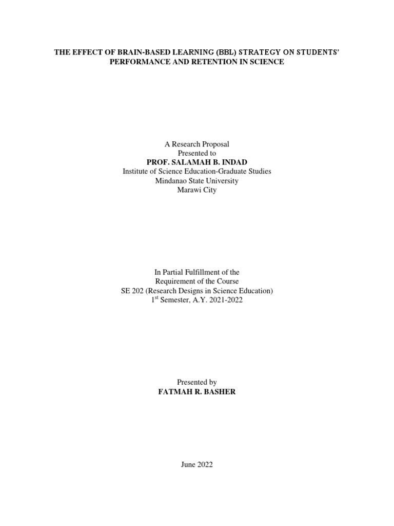 The Effect Of Brain Based Learning Bbl Strategy On Students