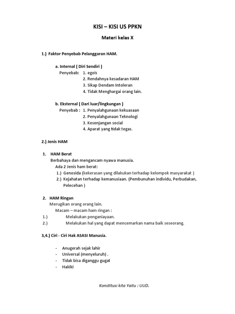 Kisi Kisi Us PKN | PDF