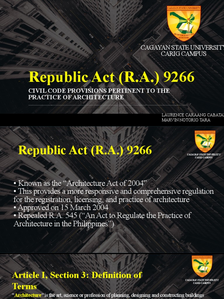 R.A. 9266: Architecture Practice Guidelines | PDF | Architect | Licensure