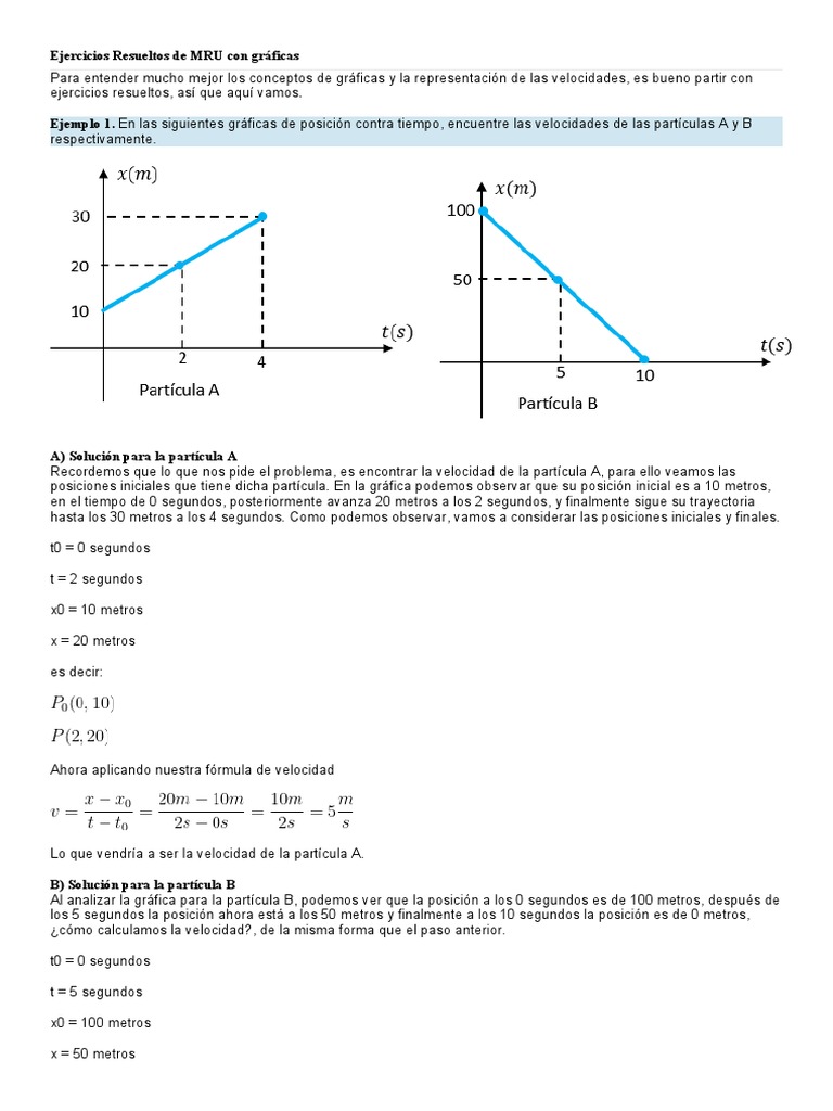 MRU: Ejercicios Resueltos y Gráficas | PDF | Velocidad | Función (Matemáticas)