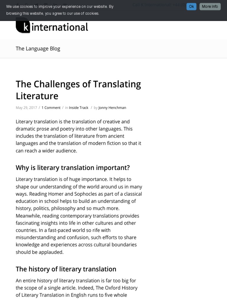 The Challenges of Translating Literature - K International | PDF ...