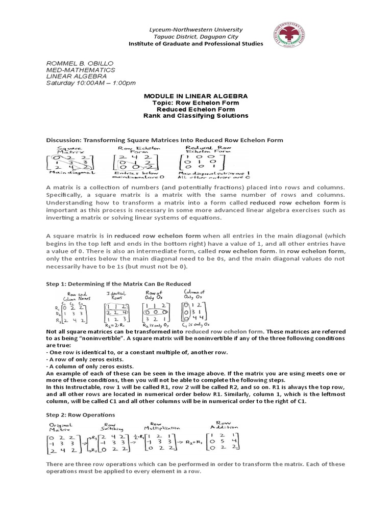 Module in Linear Algebra | PDF | Matrix (Mathematics) | Linear Algebra