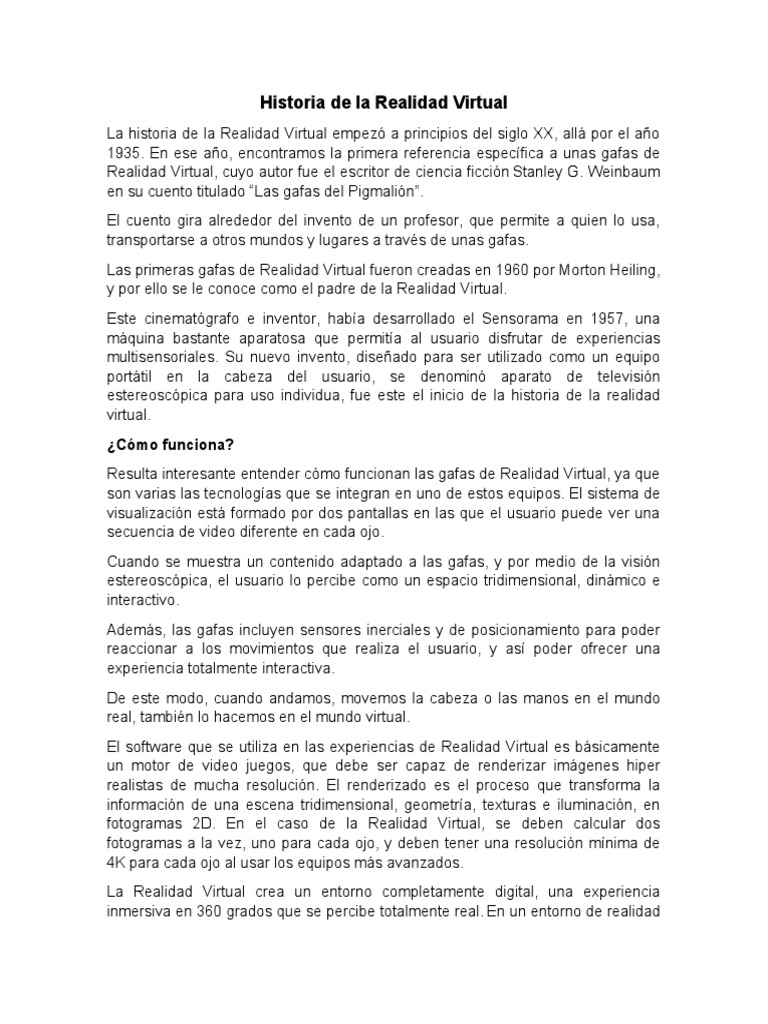 Historia de La Realidad Virtual | PDF | Realidad virtual | Informática