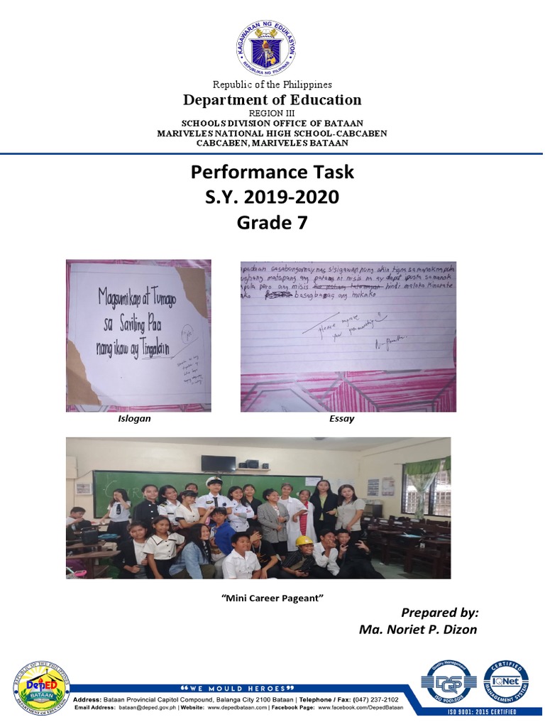 Performance Task 2019-2020 | PDF