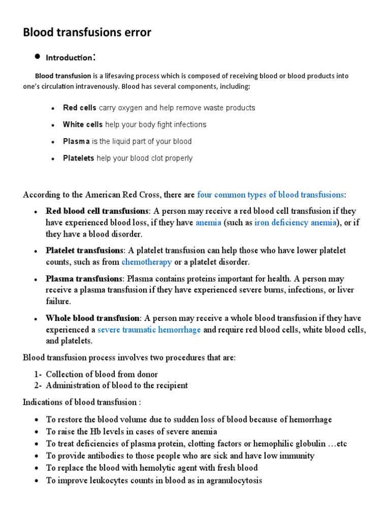 Blood Transfusions Errors | PDF | Self-Improvement | Science & Mathematics