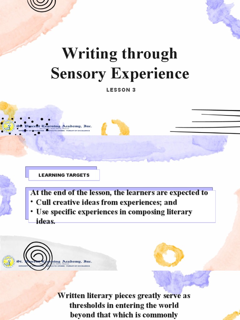 U1 - L3 Writing Through Sensory Experience (CW) | PDF | Perception ...