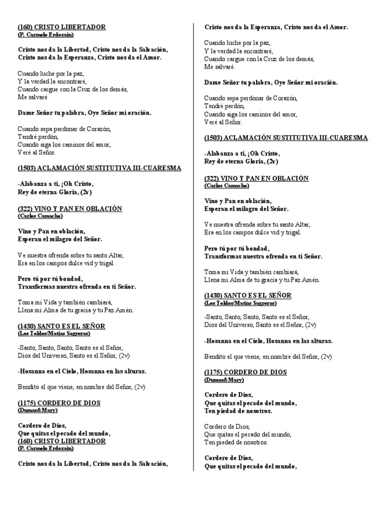 Cantos 4to - Domingo Cuaresma 2020 | PDF | Cristo (título) | Pecado