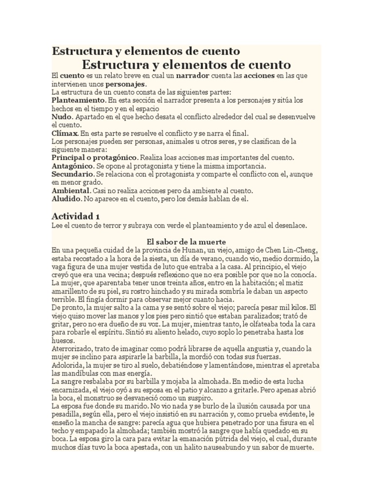 Estructura y elementos del cuento | PDF
