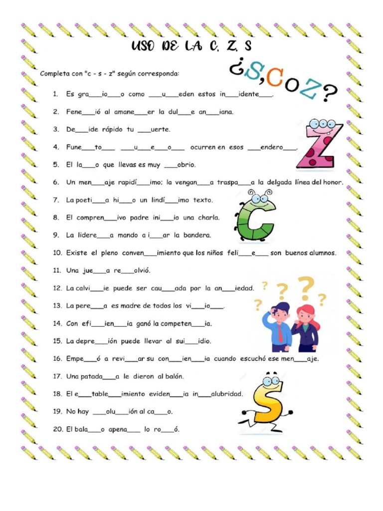 Ejercicios Con c,s y z | PDF