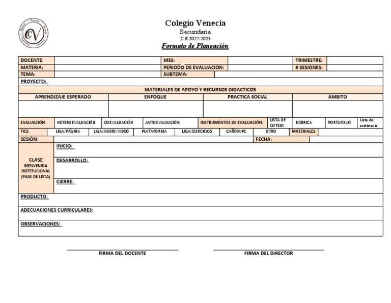 Formato de Planeación Secundaria | PDF