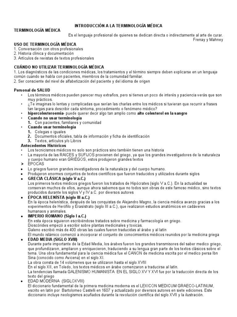 Introducción A La Terminología Médica Pdf