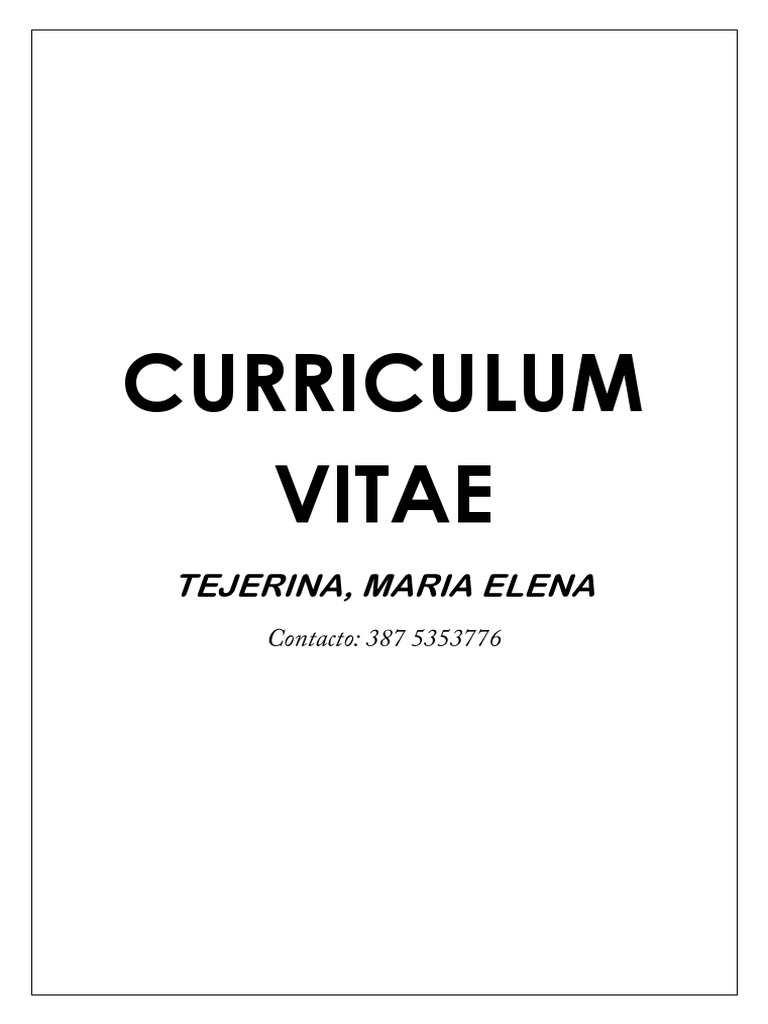 CV Maria Elena Tejerina 2022 | Descargar gratis PDF | Ciencias de la Salud
