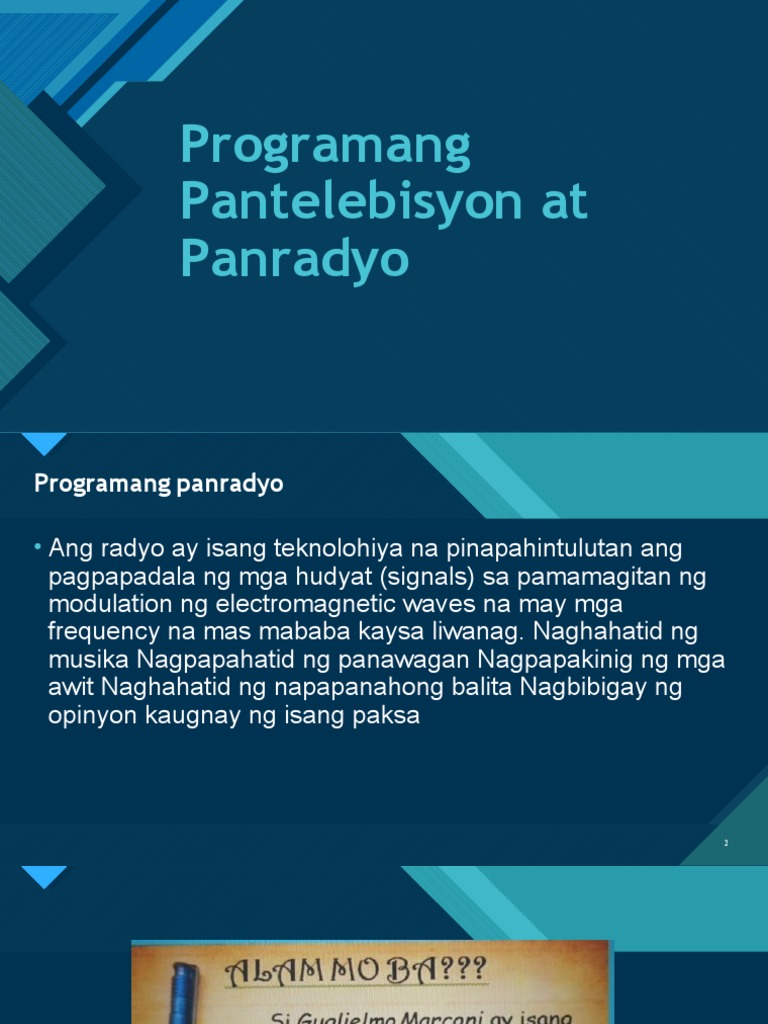 10. Programang Pantelebisyon at Panradyo | PDF
