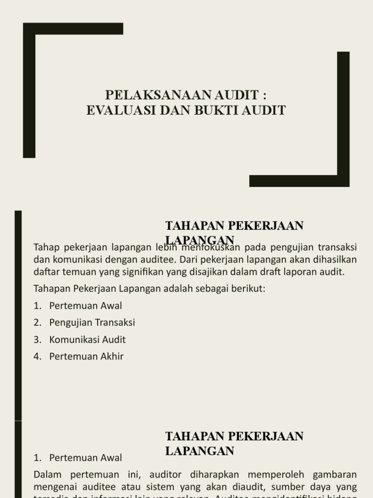 12 Pelaksanaan Audit - Evaluasi Dan Bukti Audit | PDF