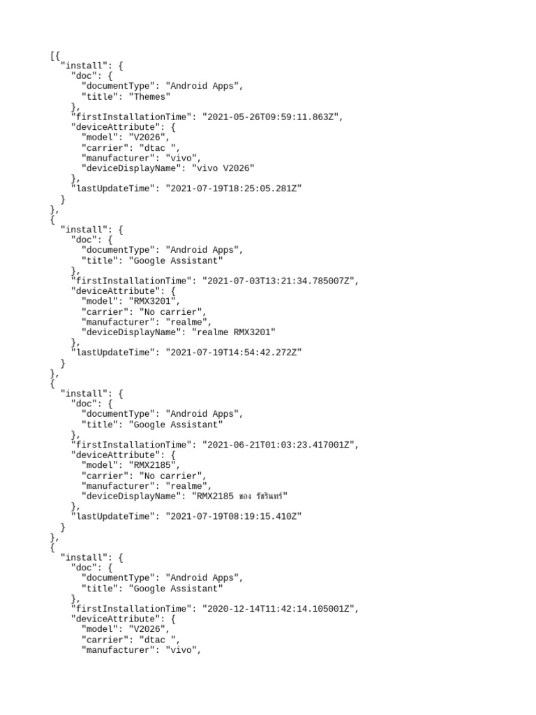 Installs Json | PDF | Google Play | Android (Operating System)