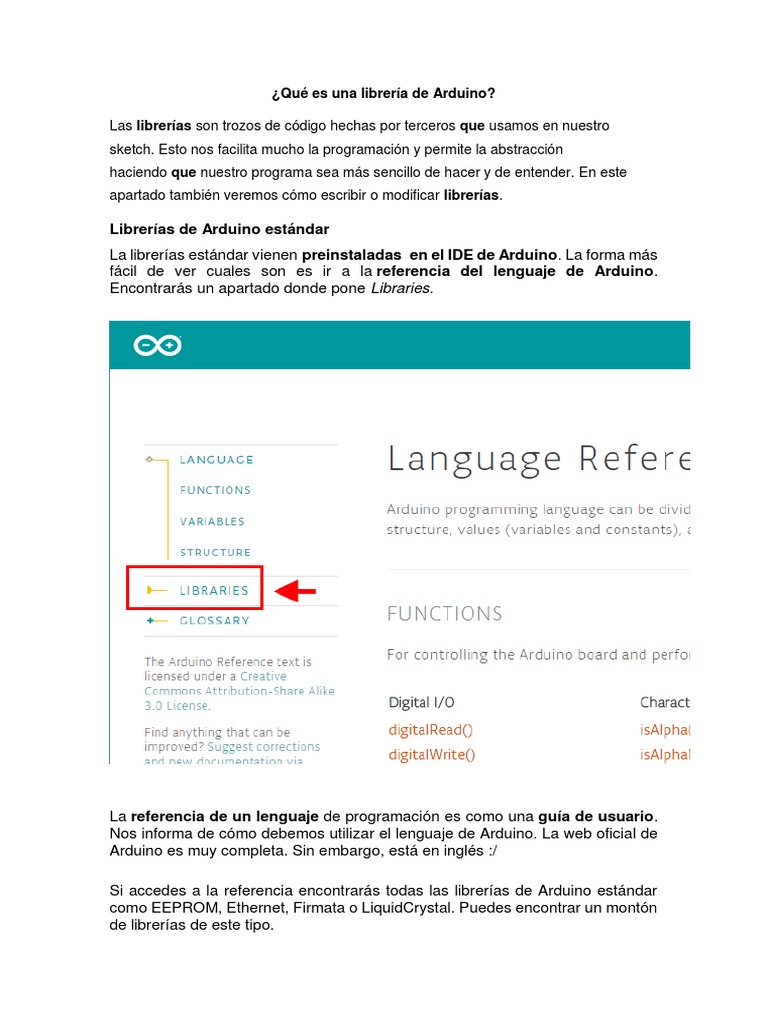 1 Qué Es Una Librería De Arduino Pdf Lenguaje De Programación Arduino