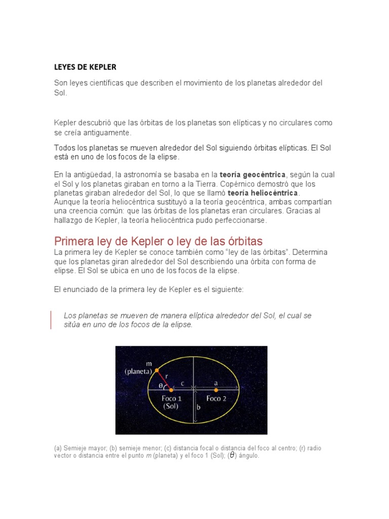 Leyes de Kepler | PDF | Elipse | Orbita
