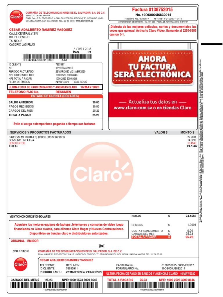 Factura | PDF | Teléfonos móviles | Tecnología de información y ...