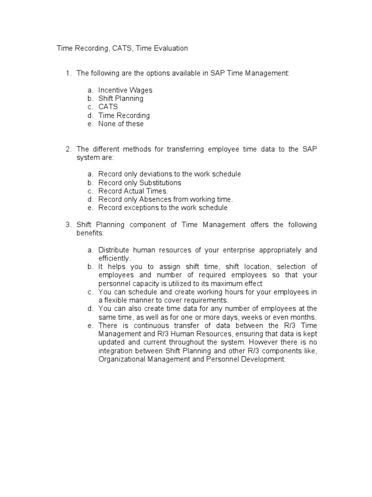 Sap HR Q&a | PDF | Working Time | Employment