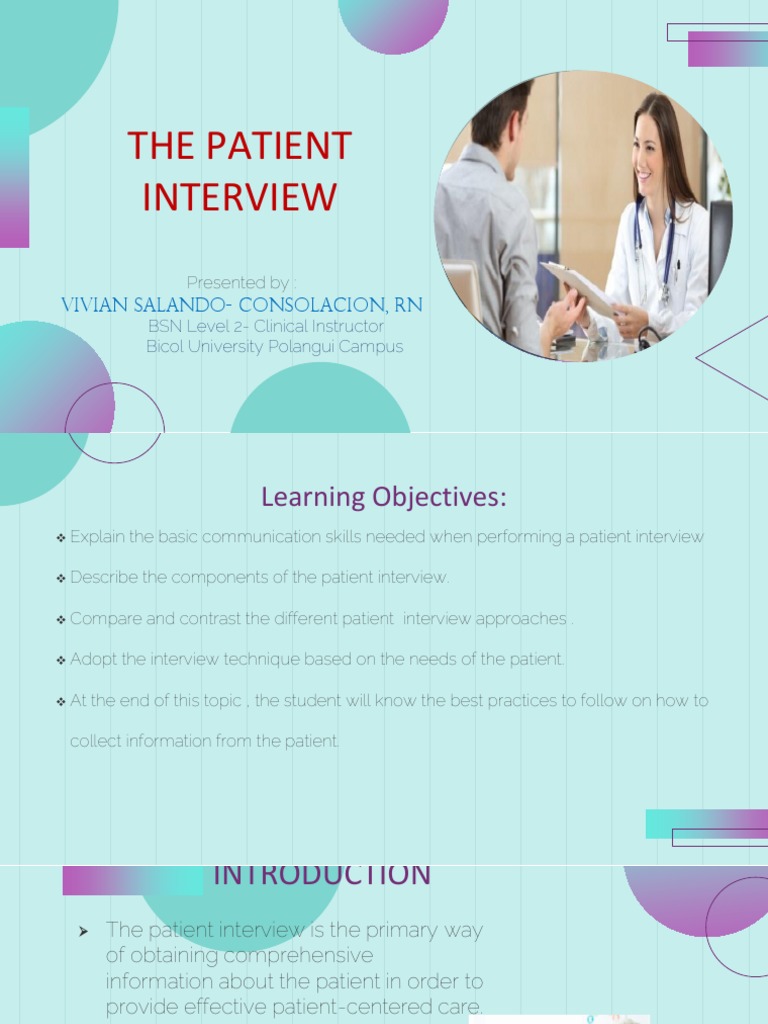 Ppt. The Patient Interview. VSC | PDF | Nonverbal Communication ...