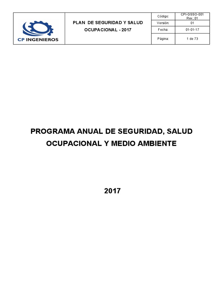Cpi - Plan de Seguridad | PDF | Seguridad y salud ocupacional ...