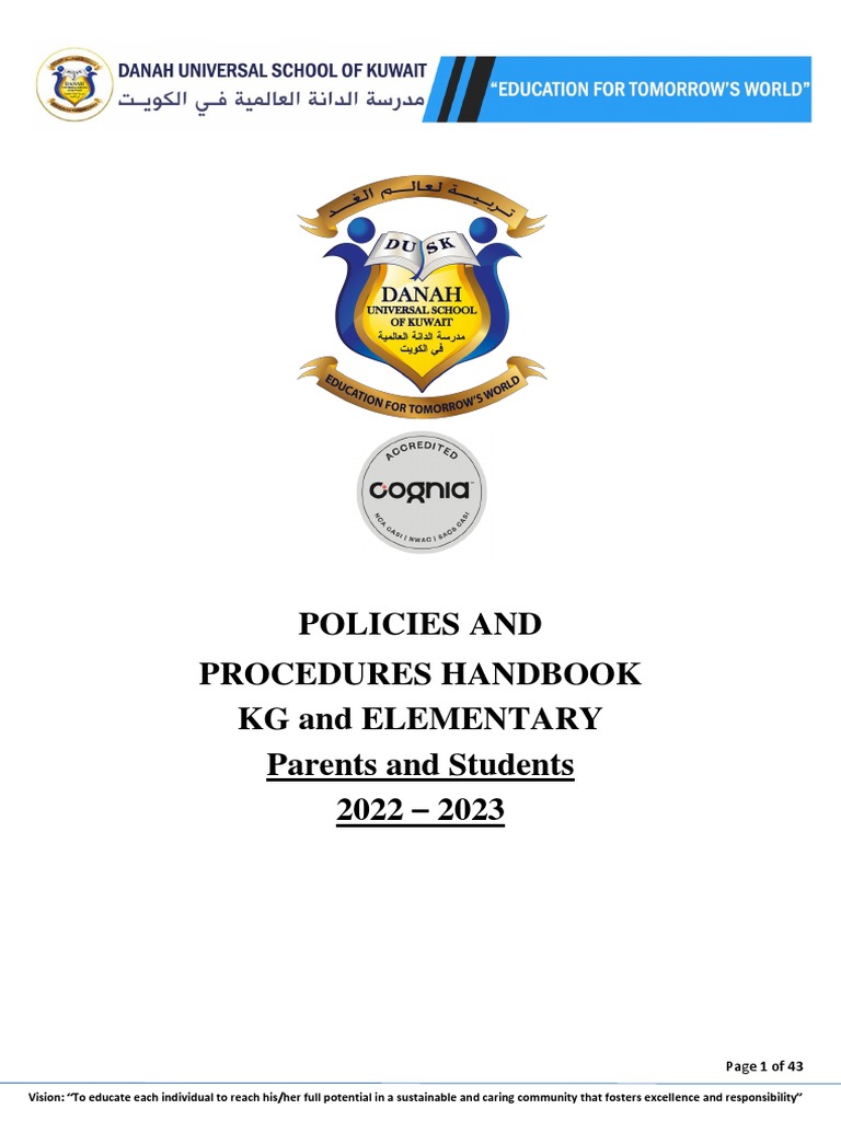 DUSK KG and Elementary Handbook 2022-2023 | PDF | Curriculum | Mathematics