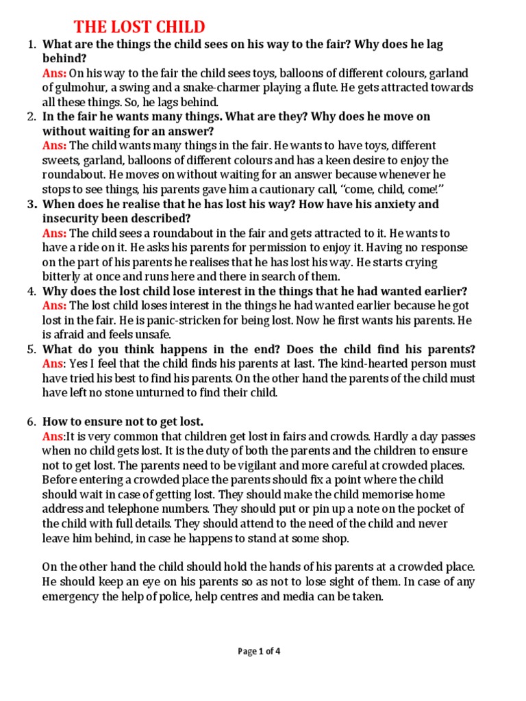 Notes - The Lost Child | PDF