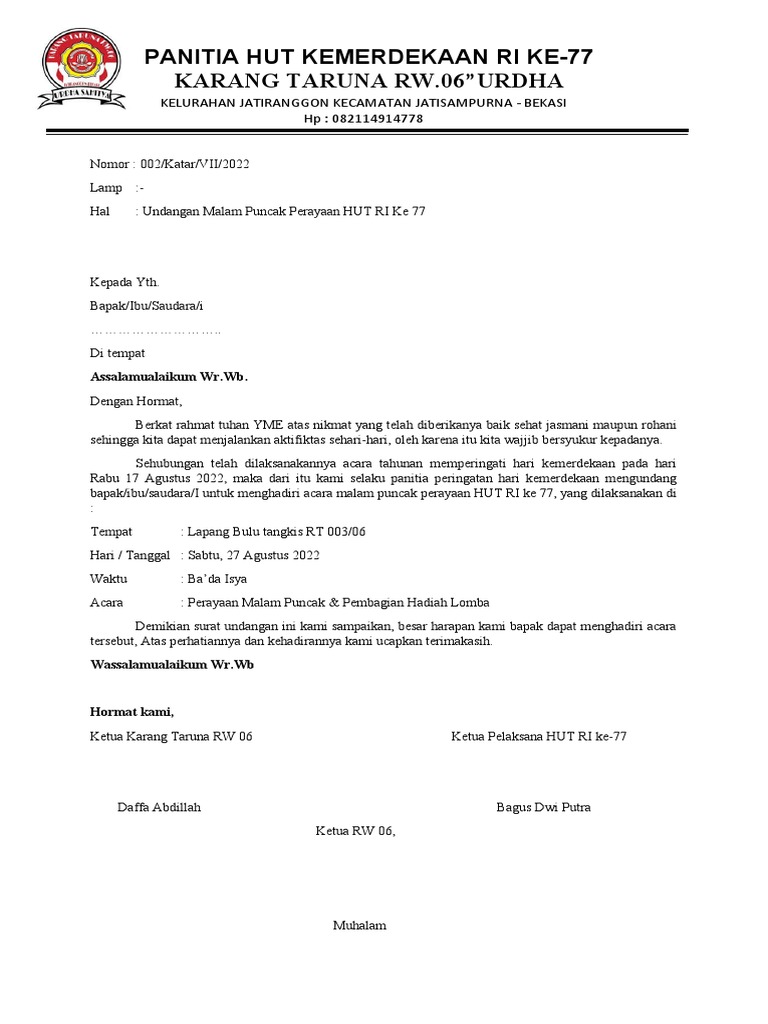 Undangan Malam Puncak | PDF