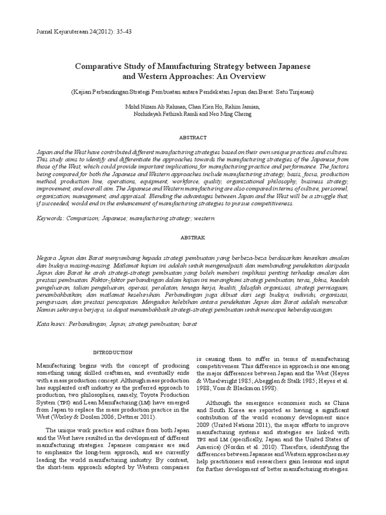 Japanese vs. Western Manufacturing Strategies | PDF | Lean ...