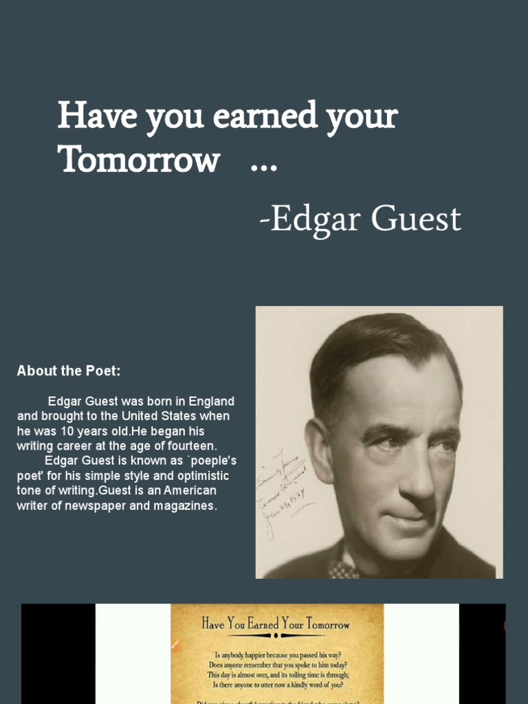 Appreciation of "Have You Earned Tomorrow" | PDF